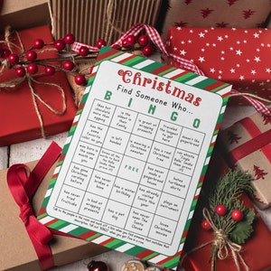 Christmas Find Someone Who Bingo, Printable Holiday Game, Large Group ...