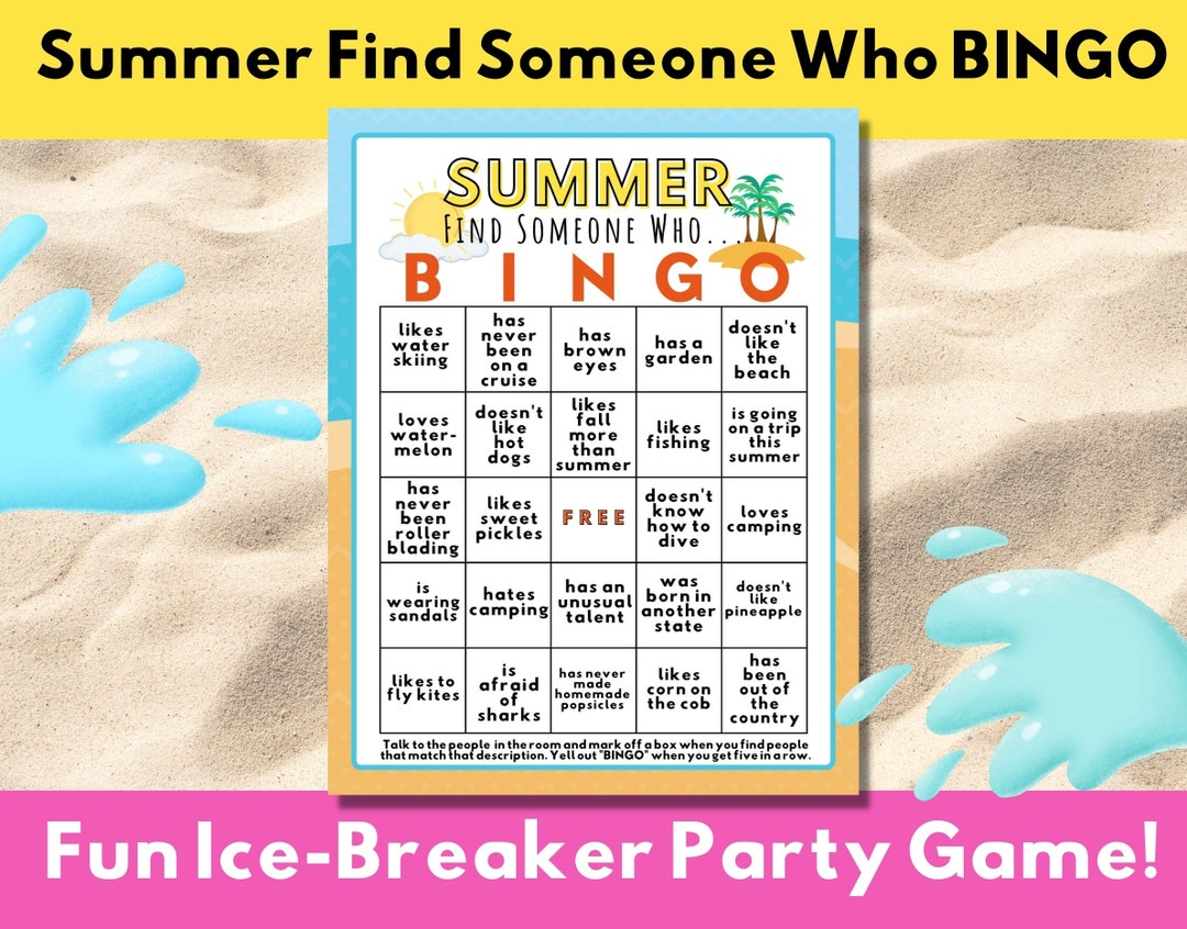 Summer Find Someone Who Bingo Ice-breaker Game, Find the Guest Bingo ...