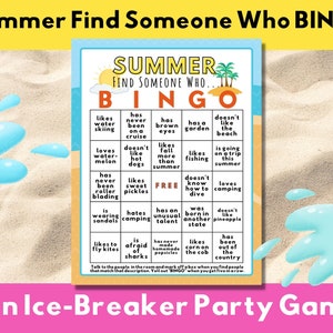 Summer Find Someone Who Bingo Ice-breaker Game, Find the Guest Bingo ...