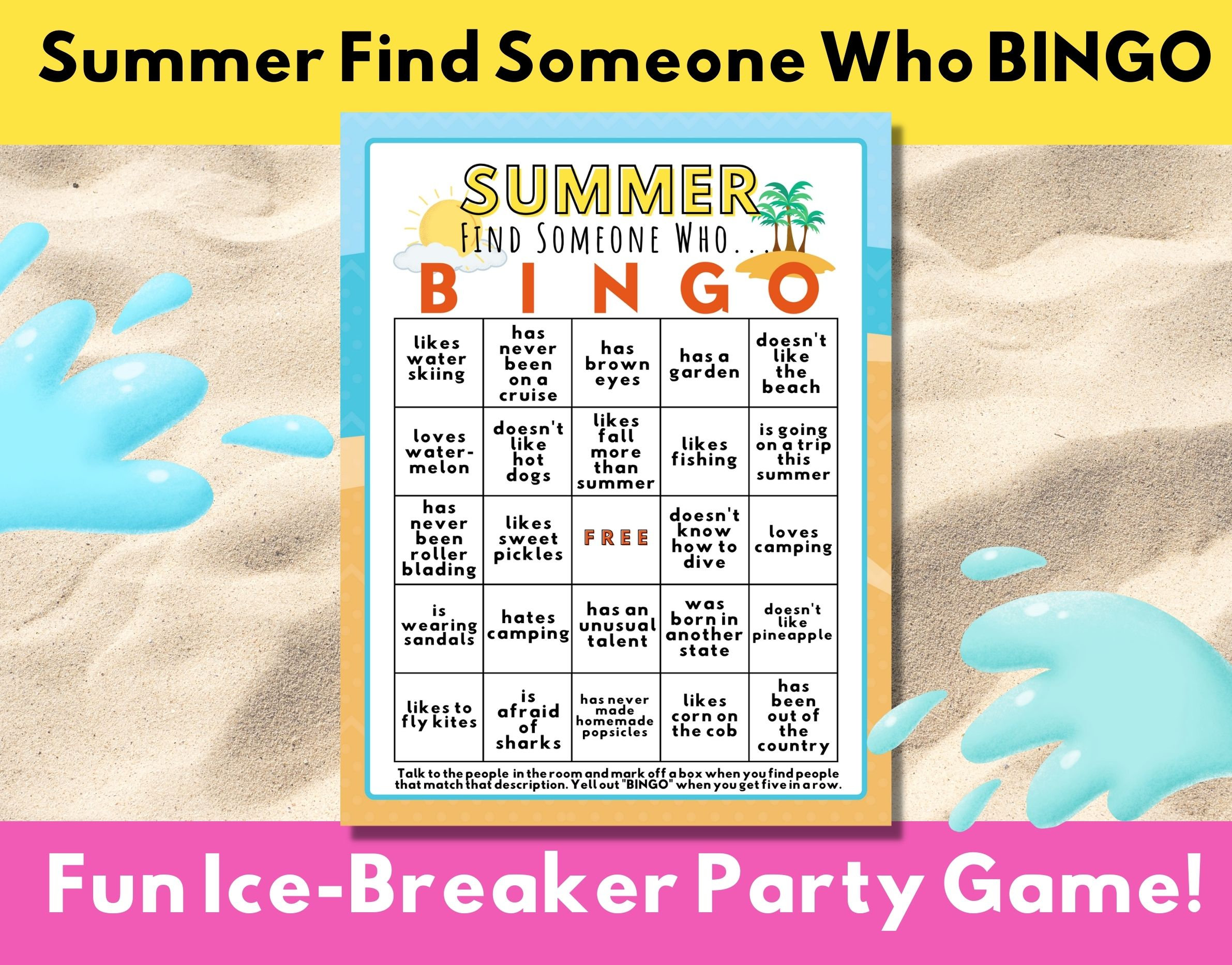 Summer Find Someone Who Bingo Ice-breaker Game, Find the Guest Bingo ...