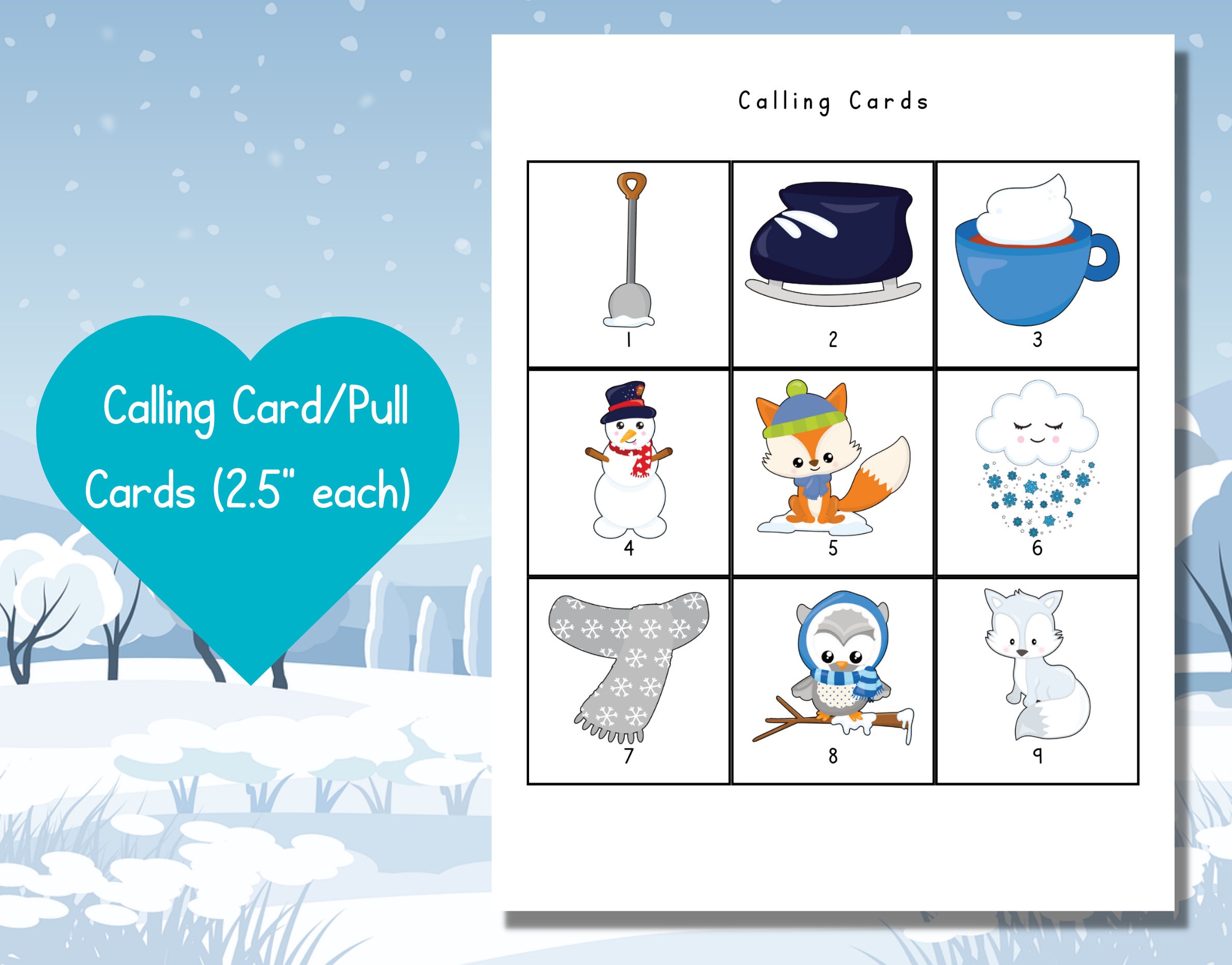 Winter Bingo Game Digital Download, 40 Unique Bingo Cards, Winter ...
