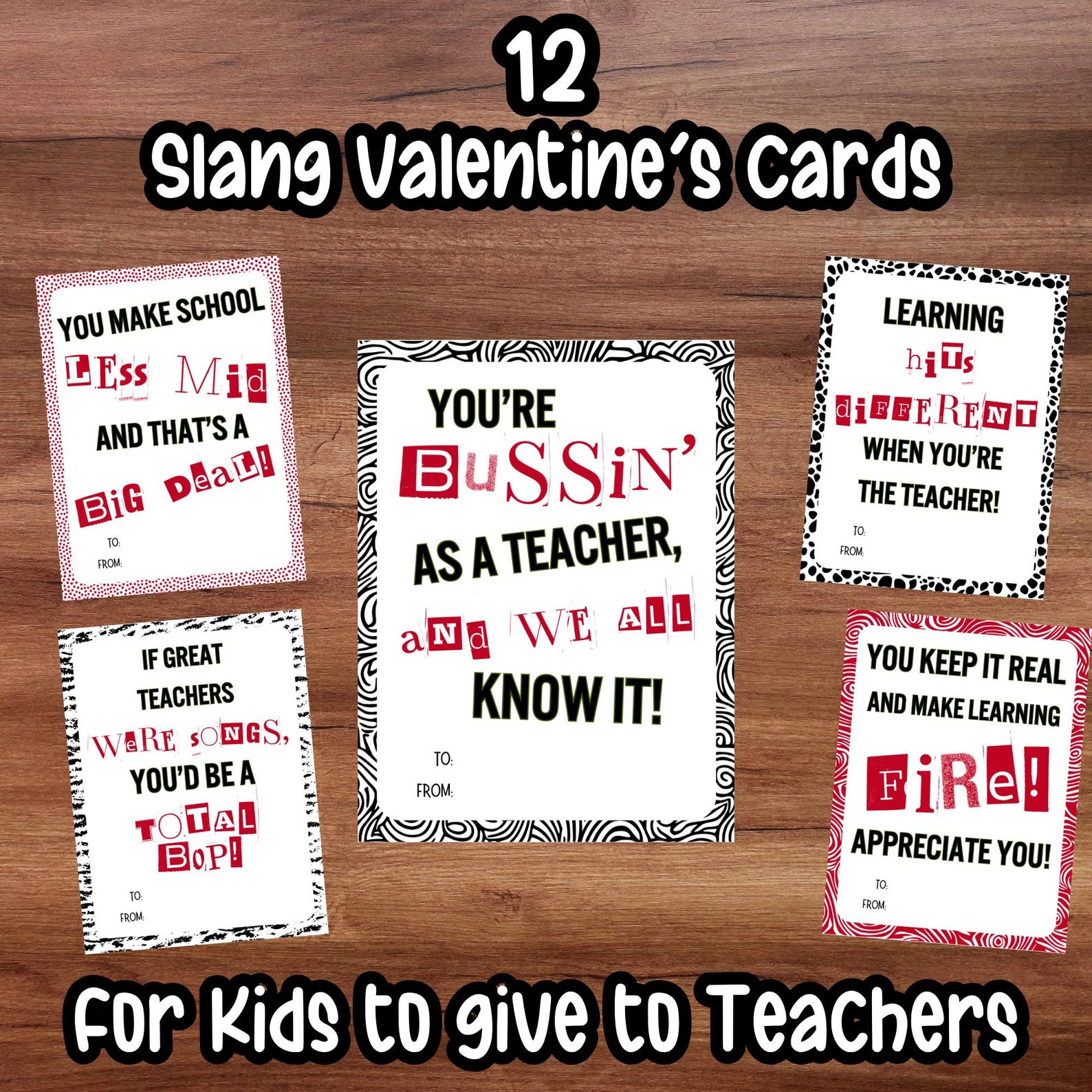 Slang Printable Teacher Valentine’s Day Cards for Tweens and Teen to ...
