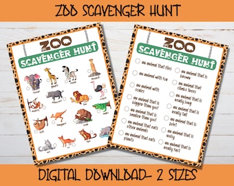 Zoo Day Scavenger Hunt Printable Game for Kids and Adults - Etsy