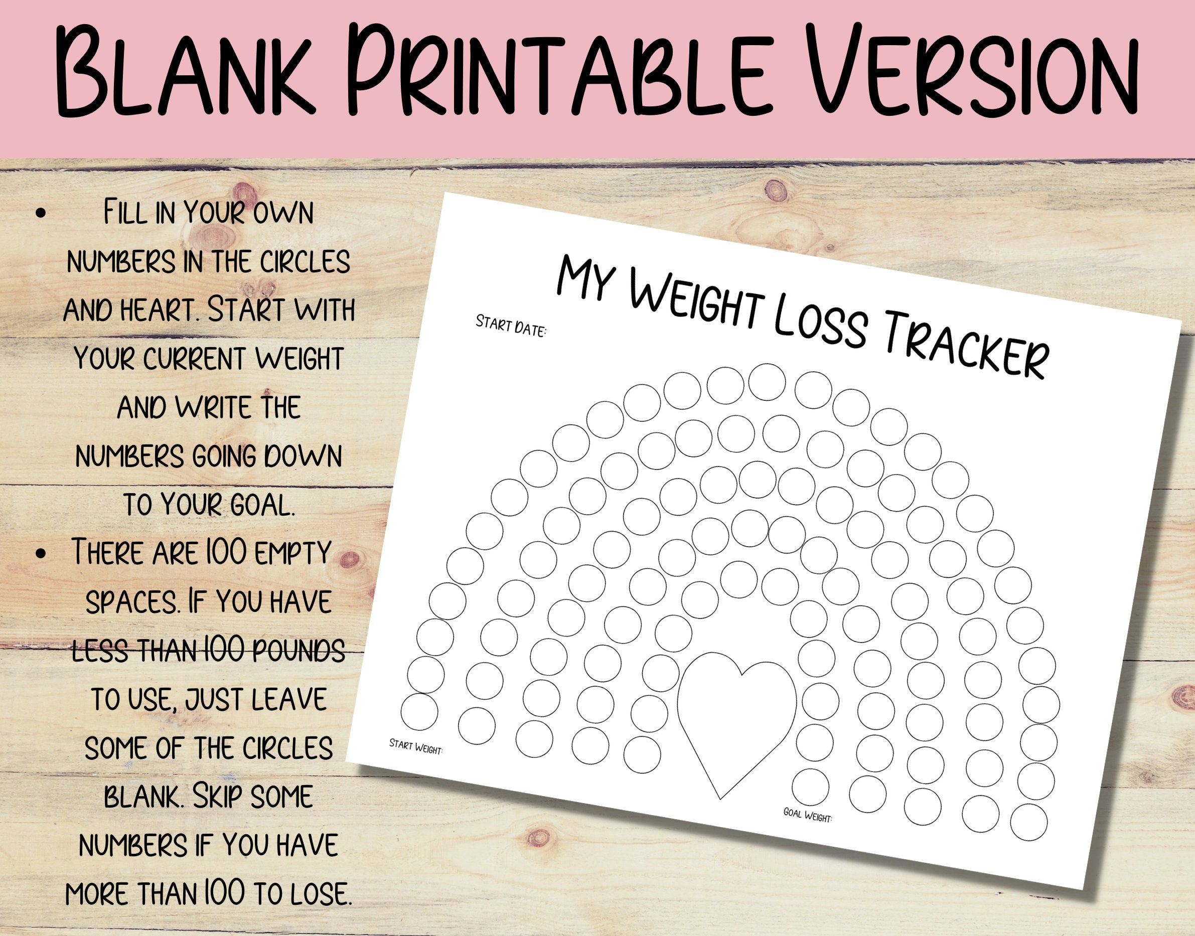 Rainbow Weight Loss Tracker Printable, 100 Pounds, Color in the Rainbow ...