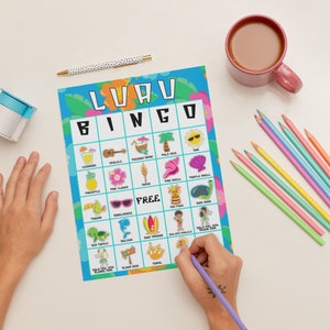 Printable Luau Bingo Game, Hawaiian Party Game, Aloha Bingo Game for ...