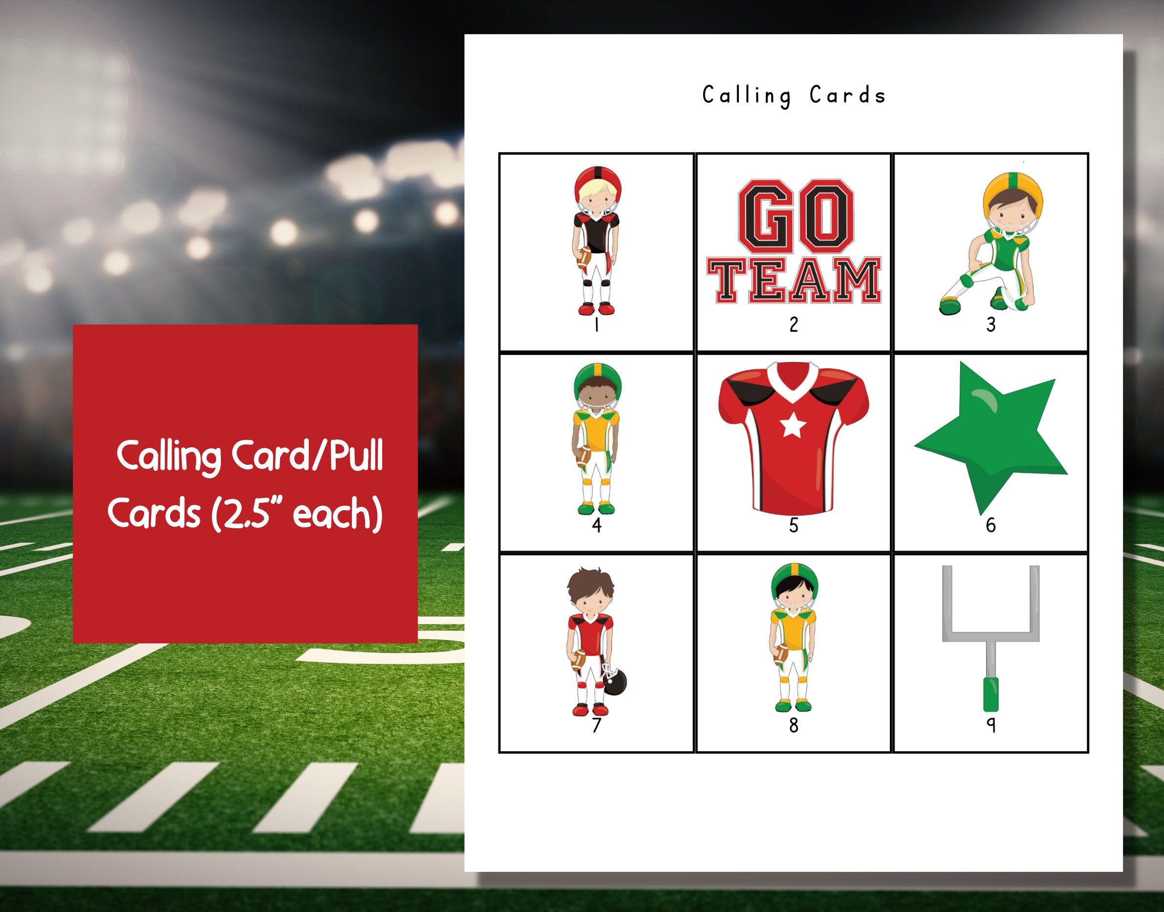 Printable Football Bingo Game, Superbowl Party Game, Fun Game for Kids ...