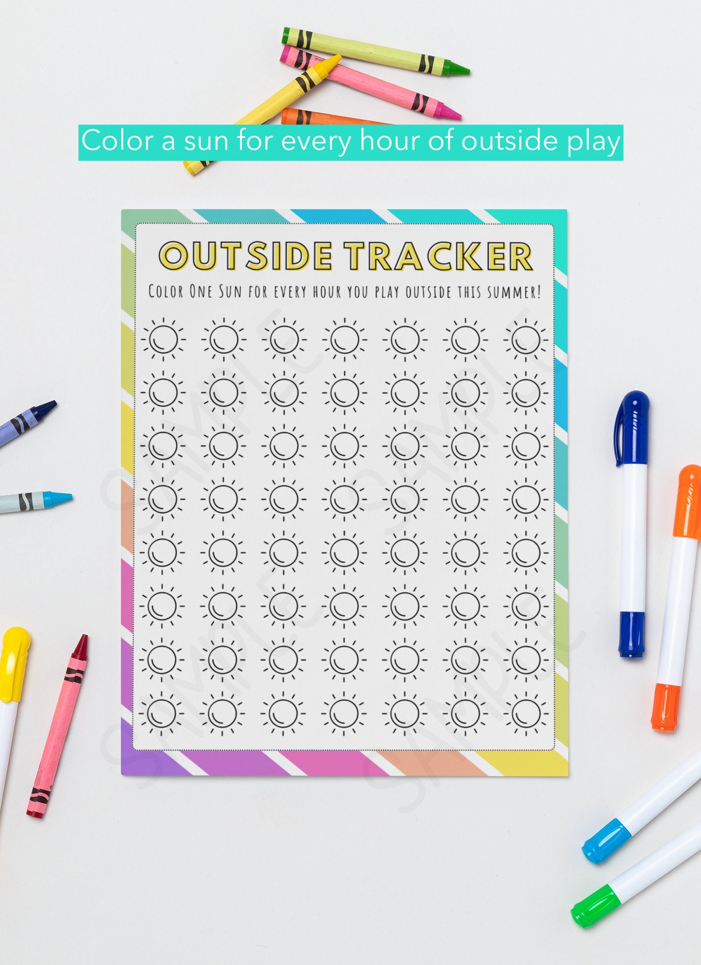 Kids Outside Play Tracker Log Printable, Summer Outside Play, Summer ...