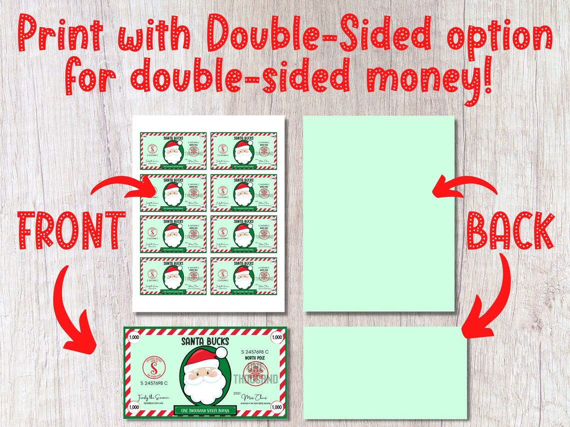 Christmas Printable Play Money Santa Bucks Fake Christmas - Etsy Canada