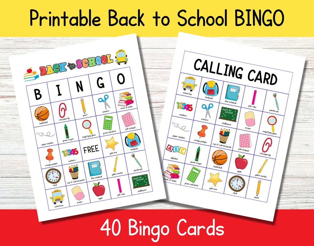 Printable Back to School Bingo Game, Class Party Game, Classroom Bingo ...