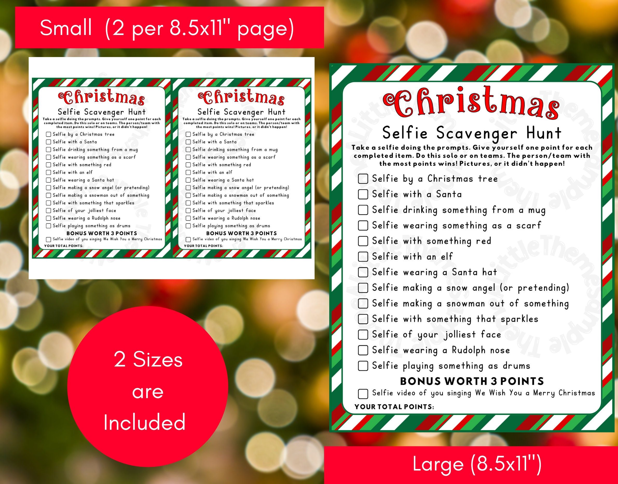 Christmas Selfie Scavenger Hunt, Printable Games for Adults and Kids ...
