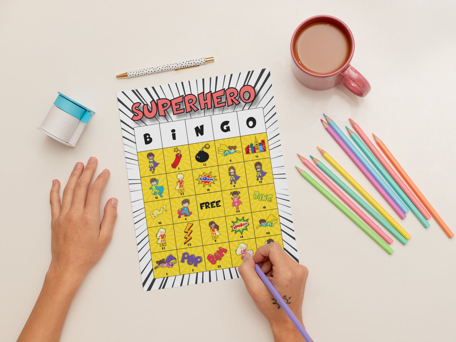 Superhero Bingo Game, Super Hero Party Game, Comic Book Bingo Game for ...