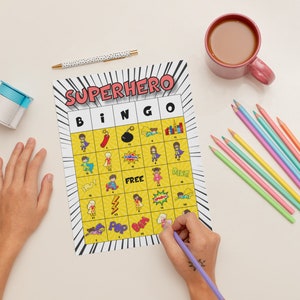 Superhero Bingo Game, Super Hero Party Game, Comic Book Bingo Game for ...