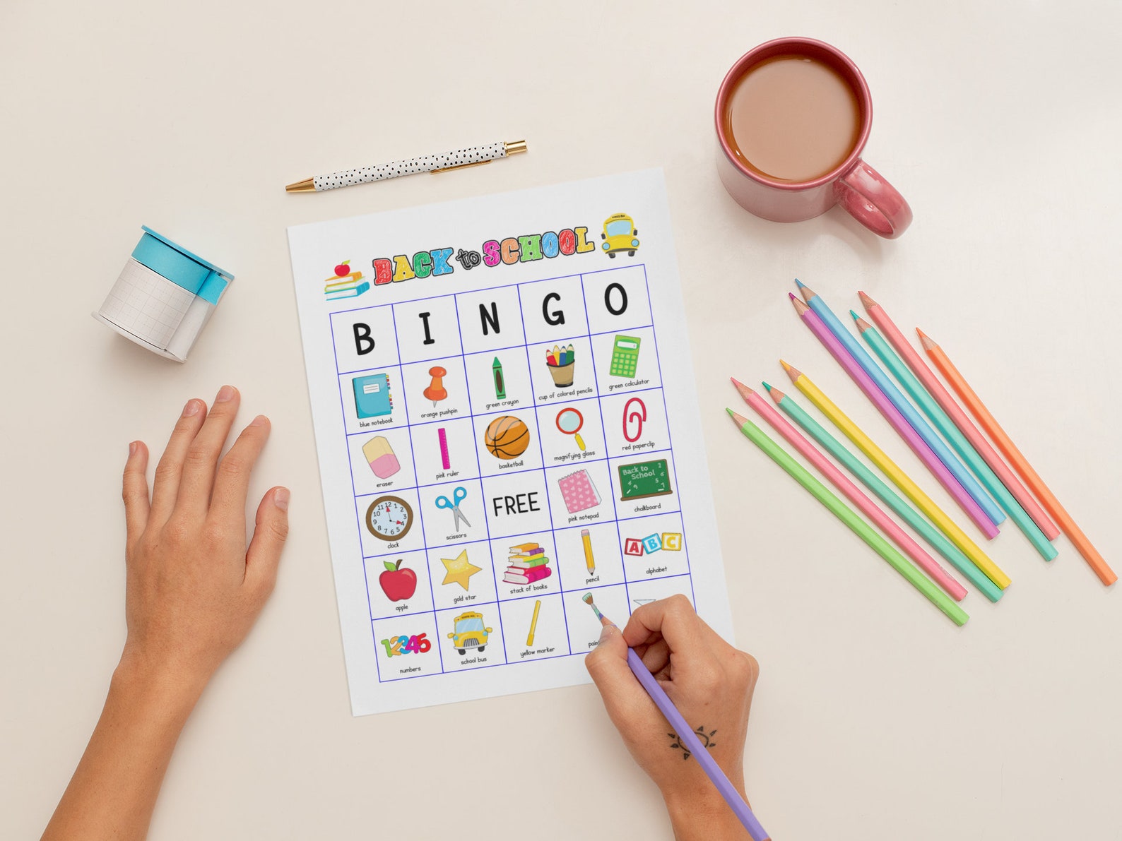 Printable Back to School Bingo Game, Class Party Game, Classroom Bingo ...