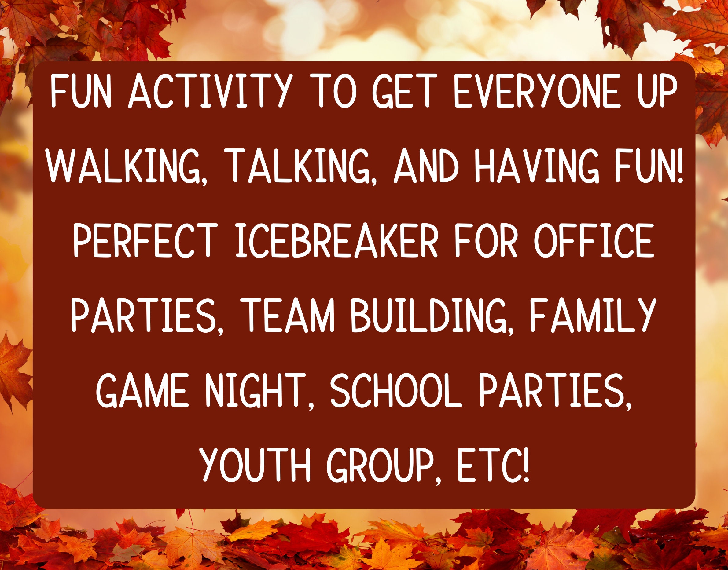 Fall Find Someone Who Bingo, Printable Fall Game, Large Group Games for ...