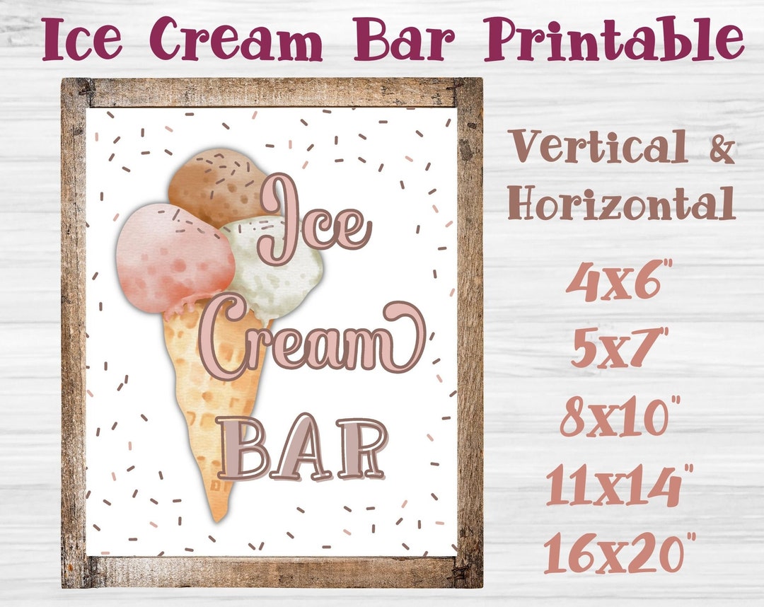 Ice Cream Bar Party Signs Instant Download Printable, Ice Cream Table ...