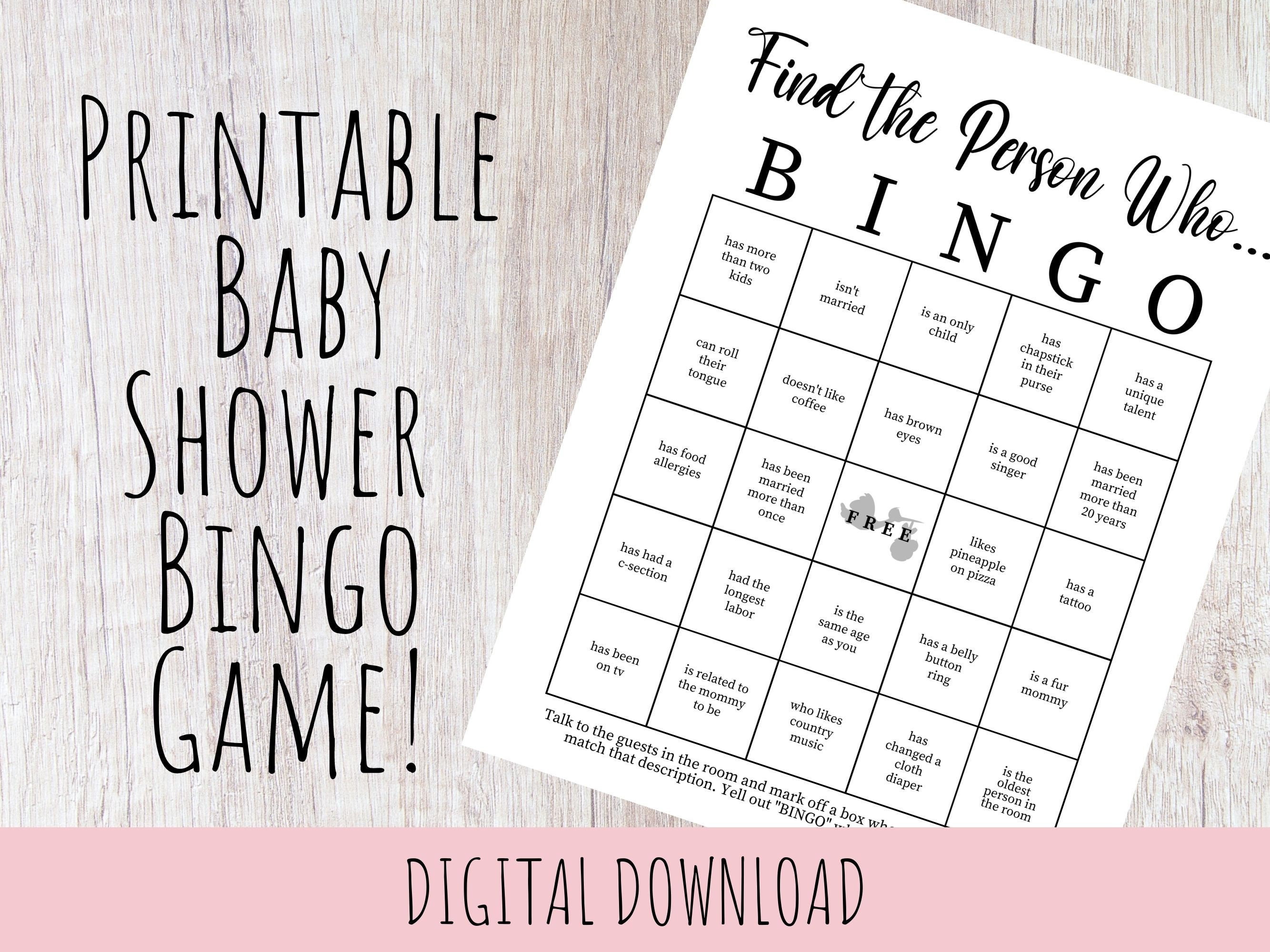 Baby Shower Find the Guest Bingo Game Printable- Instant Download- Ice ...