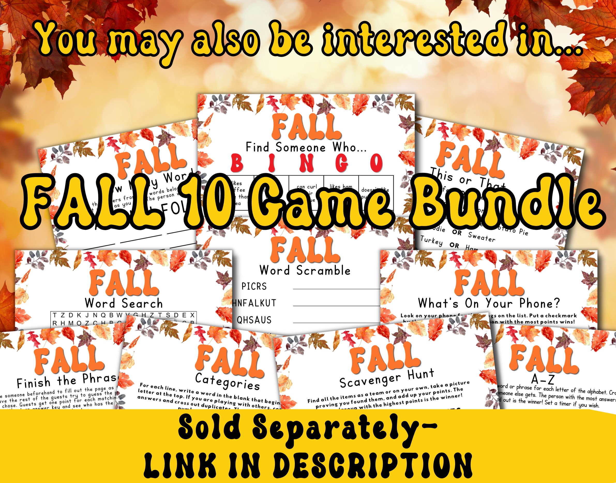 Fall Find Someone Who Bingo, Printable Fall Game, Large Group Games for ...