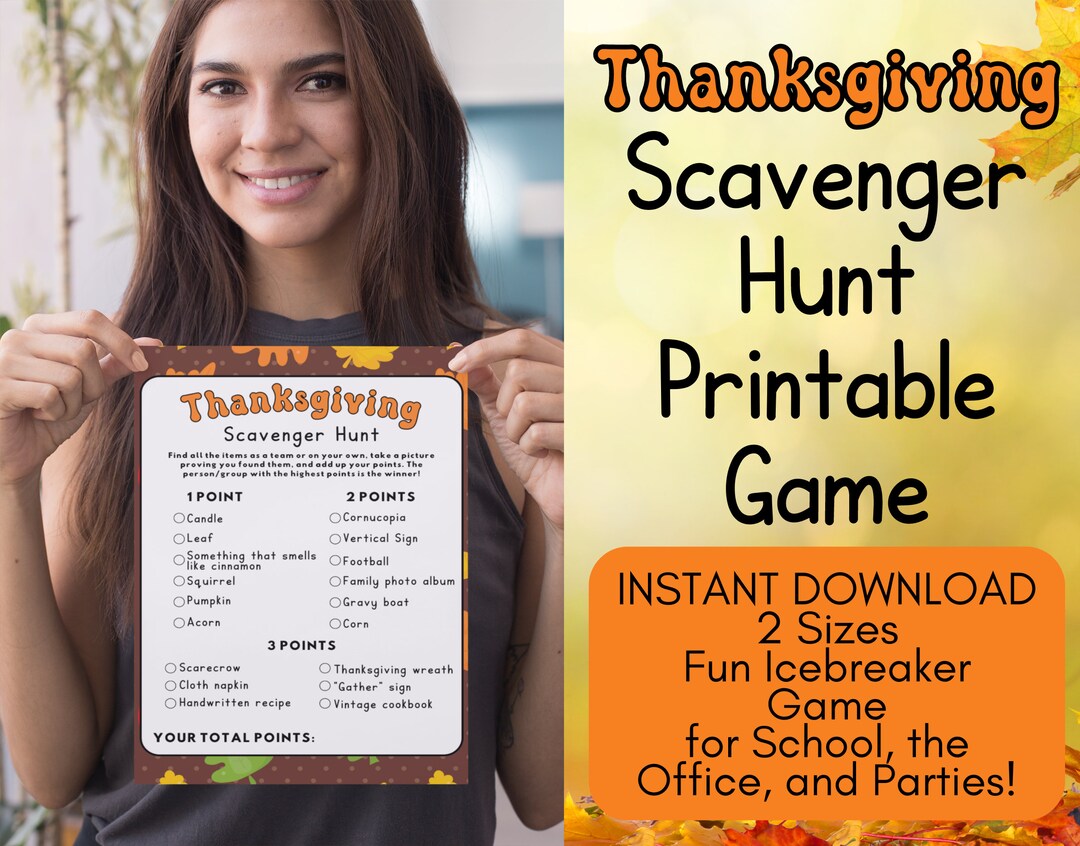 Thanksgiving Scavenger Hunt Game, Friendsgiving Scavenger Hunt ...