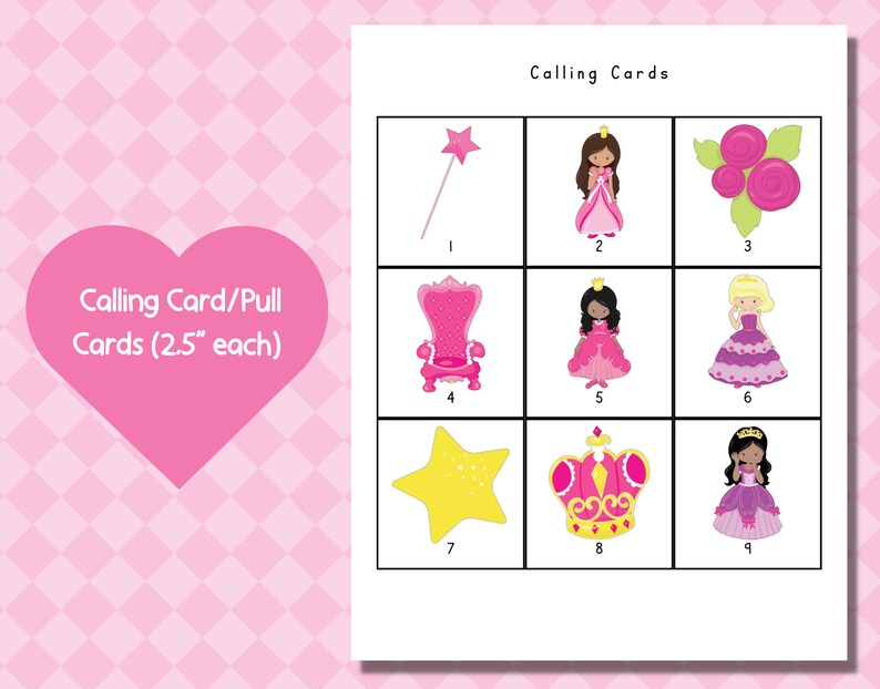 Princess Bingo Game, Princess Birthday Party Bingo, Classroom Game for ...