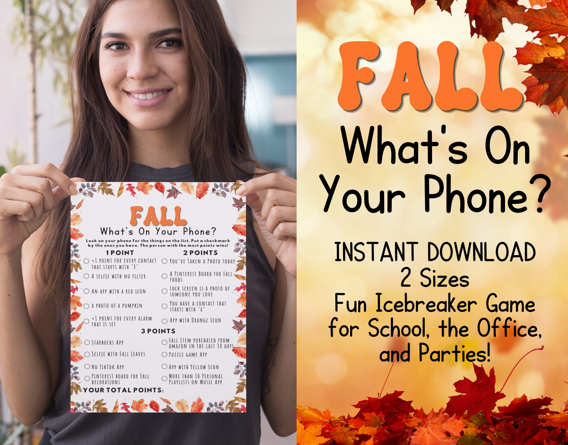 Fall What's on Your Phone, Fall Icebreaker Games, Printable Fall Game ...