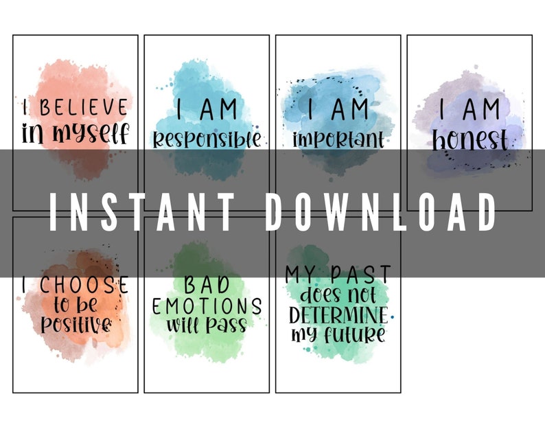 Printable Positive Affirmations Cards for Kids and Adults, 31 ...