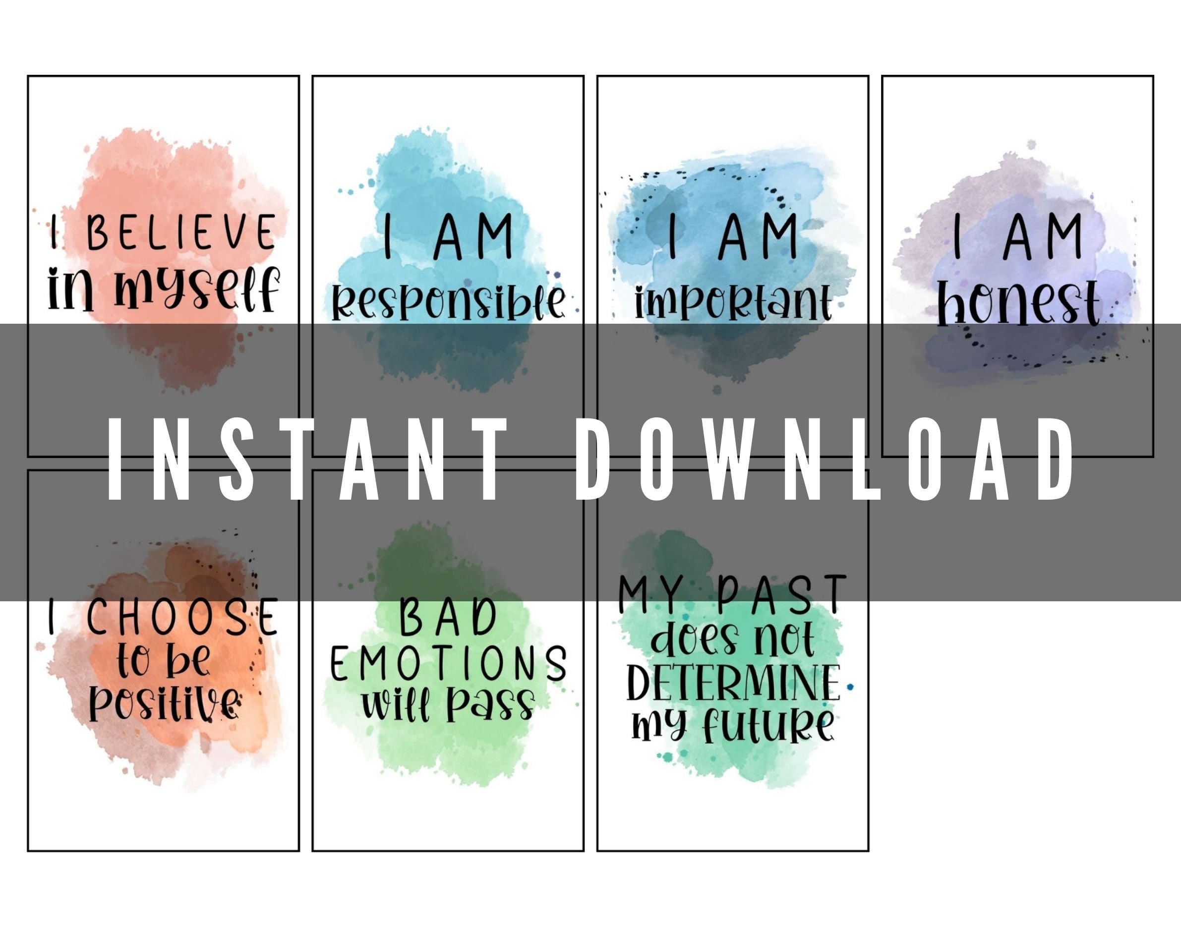 Printable Positive Affirmations Cards for Kids and Adults, 31 ...