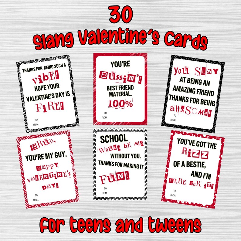 Slang Printable Valentine’s Day Cards for Tweens and Teens – Fun and ...
