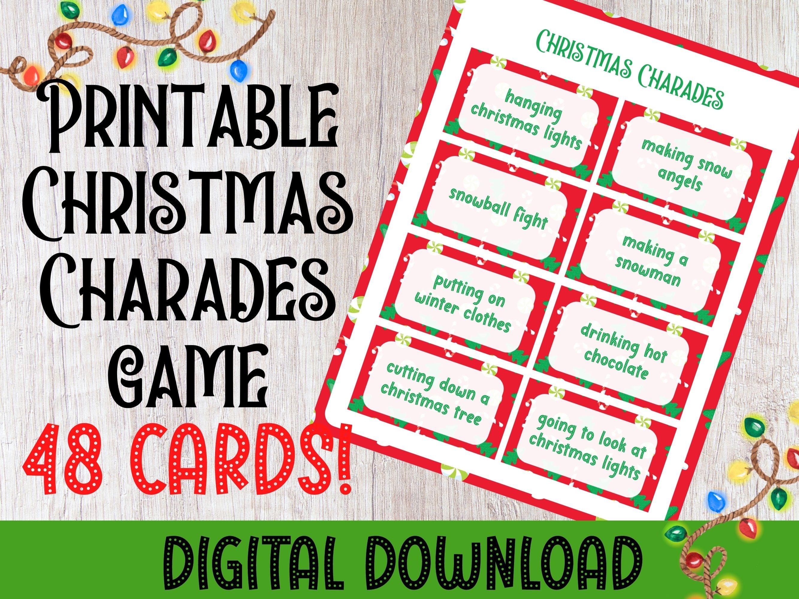 Instant Download Christmas Charades Game- Fun Family Game Night- Cheap ...