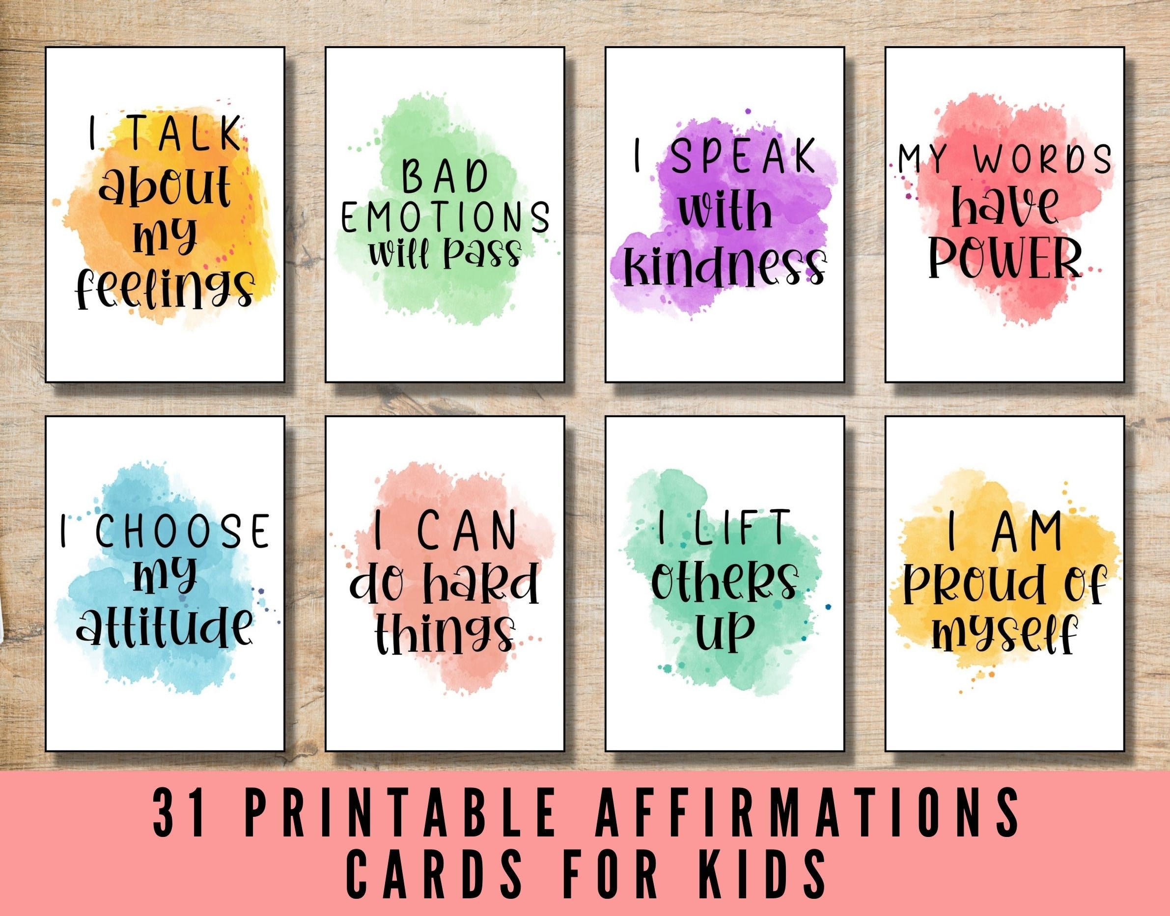 Printable Positive Affirmations Cards for Kids and Adults, 31 ...