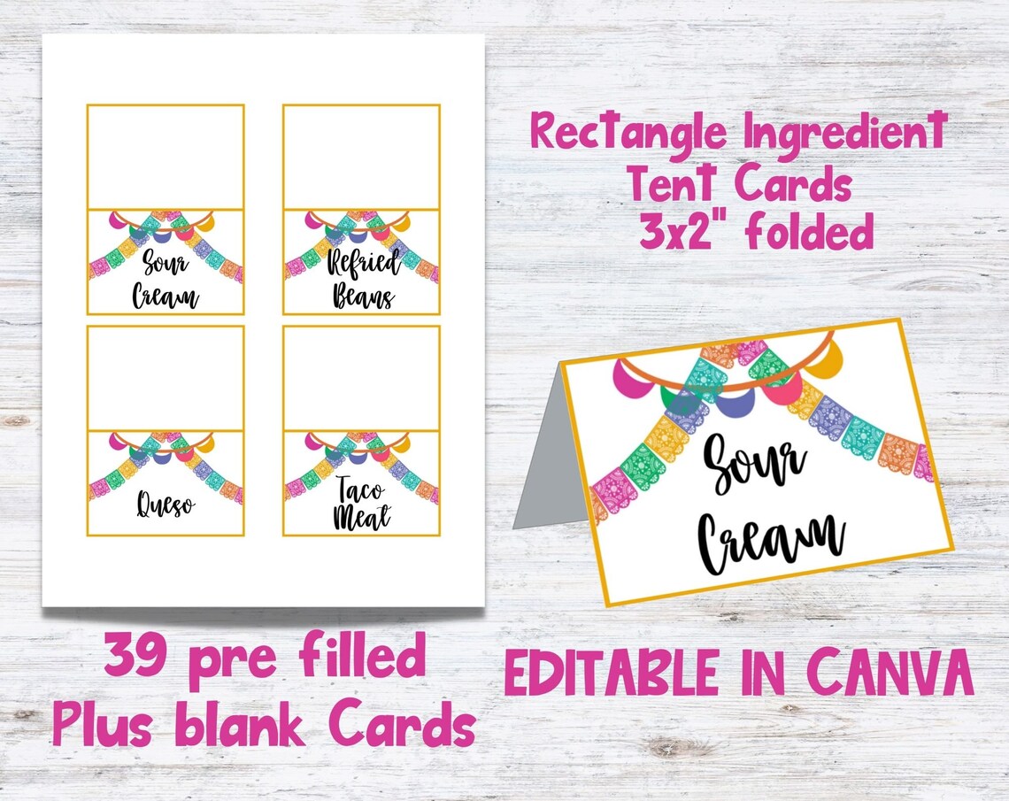 Taco Bar Kit Instant Download Printable, Make Your Own Tacos Party ...