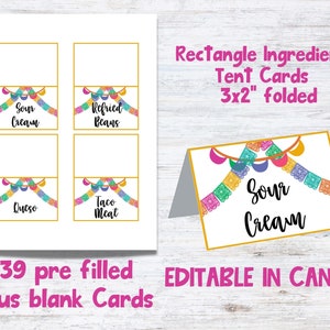 Taco Bar Kit Instant Download Printable, Make Your Own Tacos Party ...