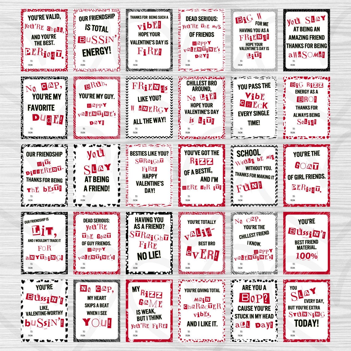 Slang Printable Valentine’s Day Cards for Tweens and Teens – Fun and ...