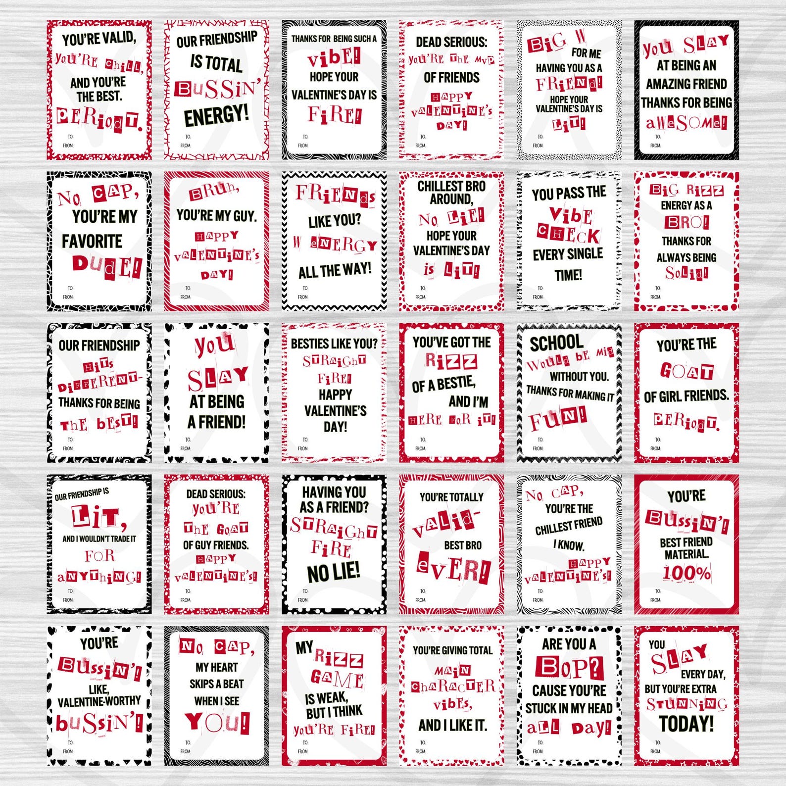 Slang Printable Valentine’s Day Cards for Tweens and Teens – Fun and ...