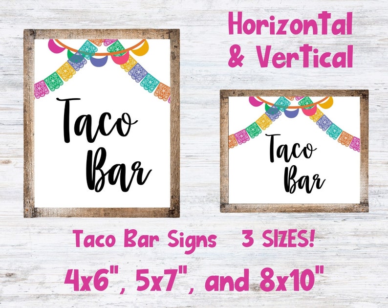 Taco Bar Signs Instant Download Printable, Make Your Own Tacos Party ...