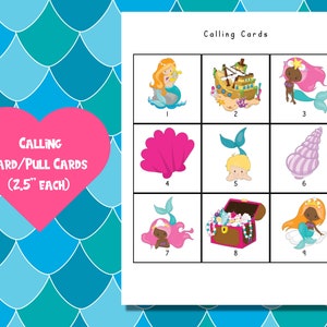 Mermaid Bingo Game, Mermaid Birthday Party Bingo, Classroom Game for ...