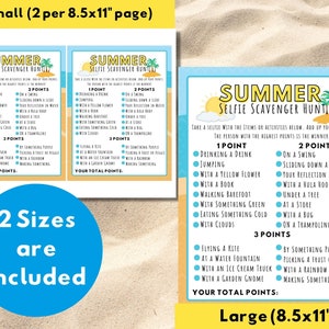 Summer Selfie Scavenger Hunt Printable Party Game, Large Group Games ...