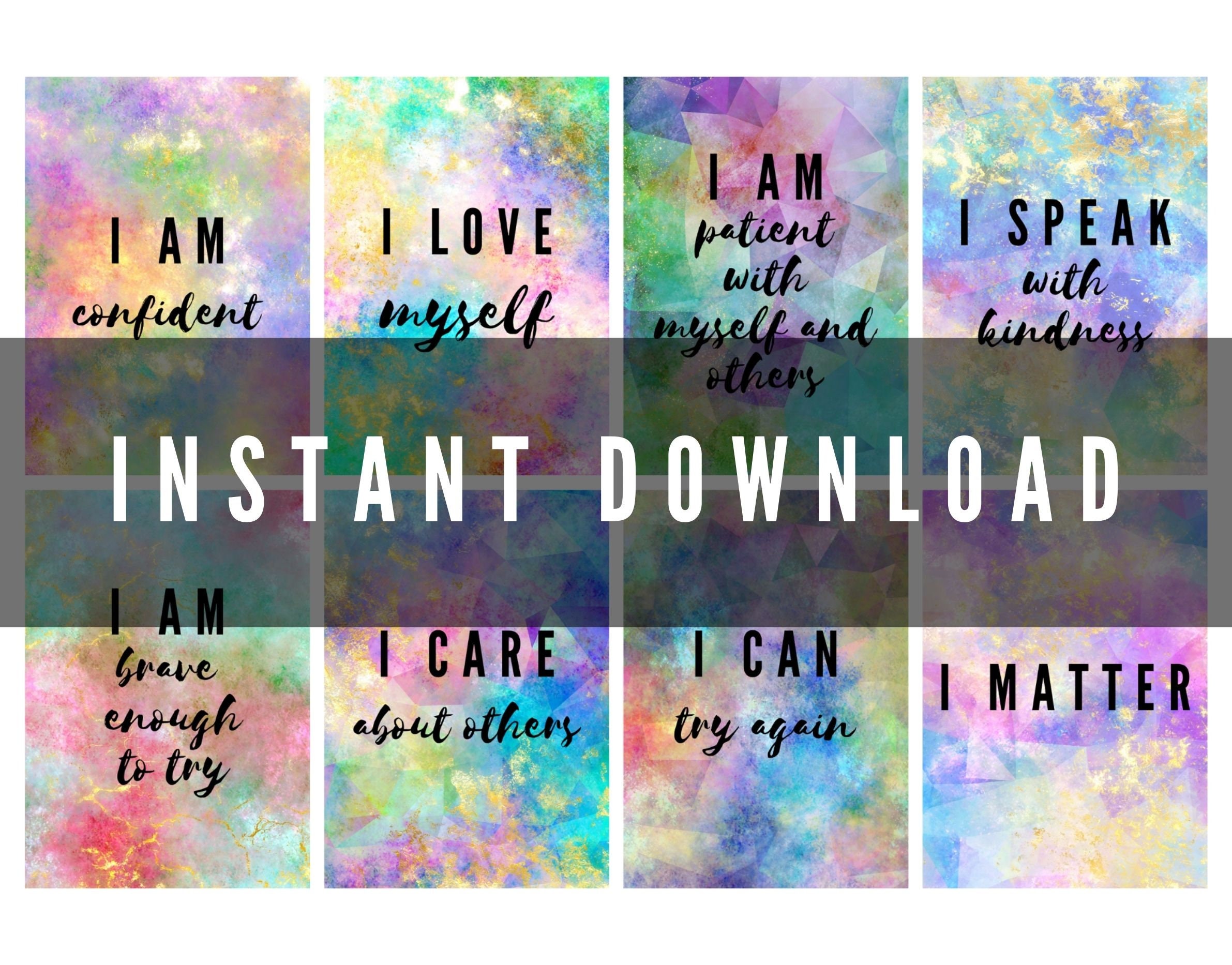 Printable Positive Affirmations Cards for Adults and Kids, 32 ...