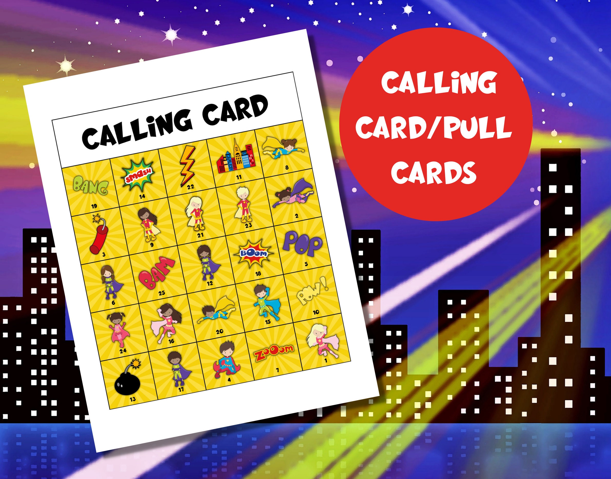 Superhero Bingo Game, Super Hero Party Game, Comic Book Bingo Game for ...