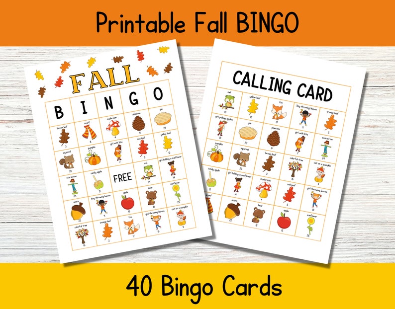 Printable Fall Bingo Game, Autumn Class Party Game, Classroom Bingo ...