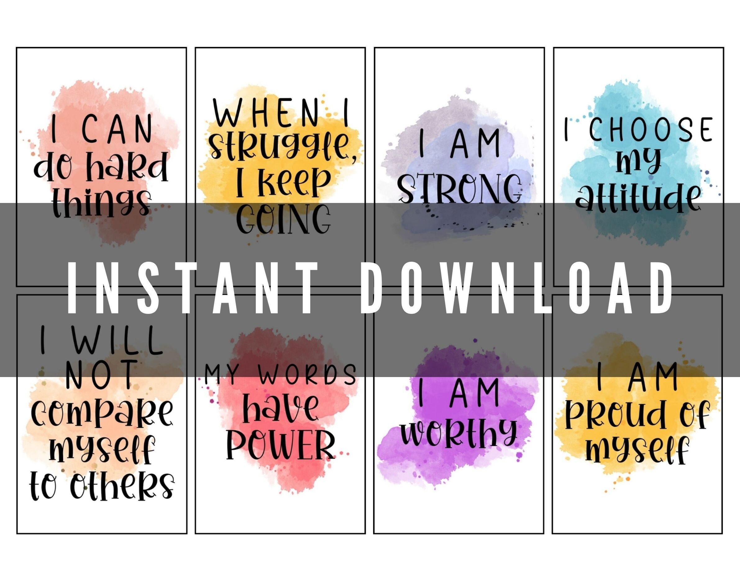 Printable Positive Affirmations Cards for Kids and Adults, 31 ...