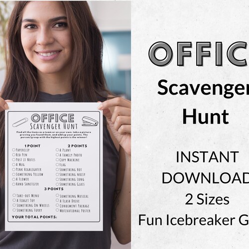 Work Scavenger Hunt Office Party Printable Team Building - Etsy