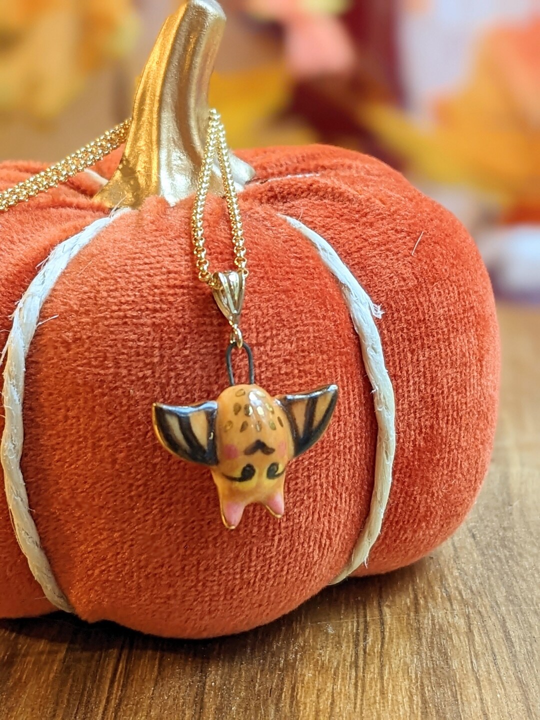 Luna the Bat Pendant, With Gold - Etsy