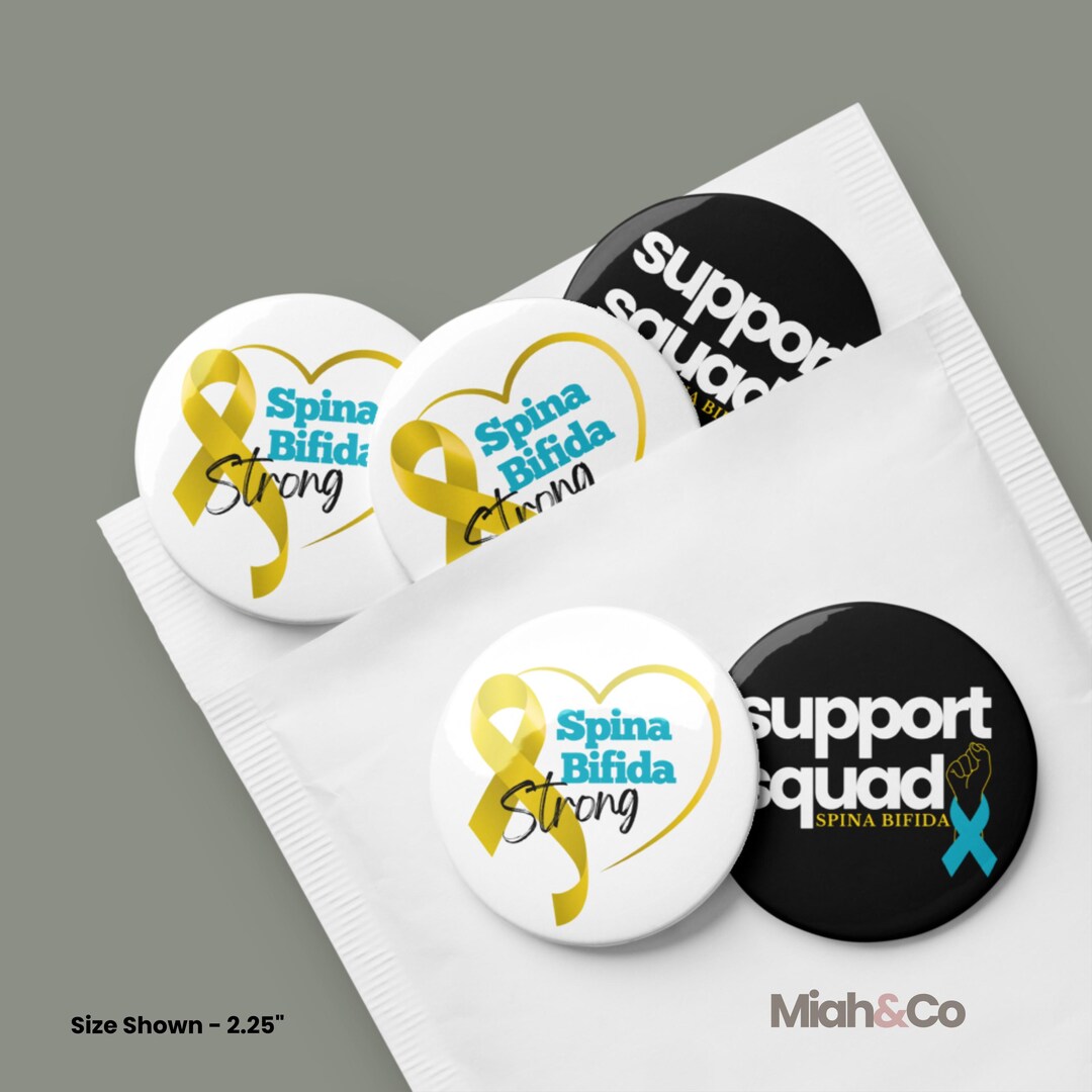 Spina Bifida Awareness Pin Set | Yellow Ribbon SB Strong Advocacy Pins ...