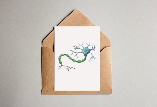 Neuron Birthday Card - Minimalist Neurobiology Science Greeting Card ...