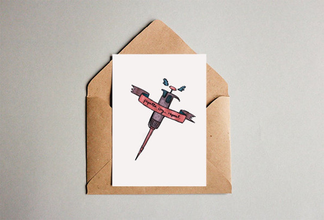 PCR Pipette Birthday Card - Minimalist Microbiology Science Greeting ...