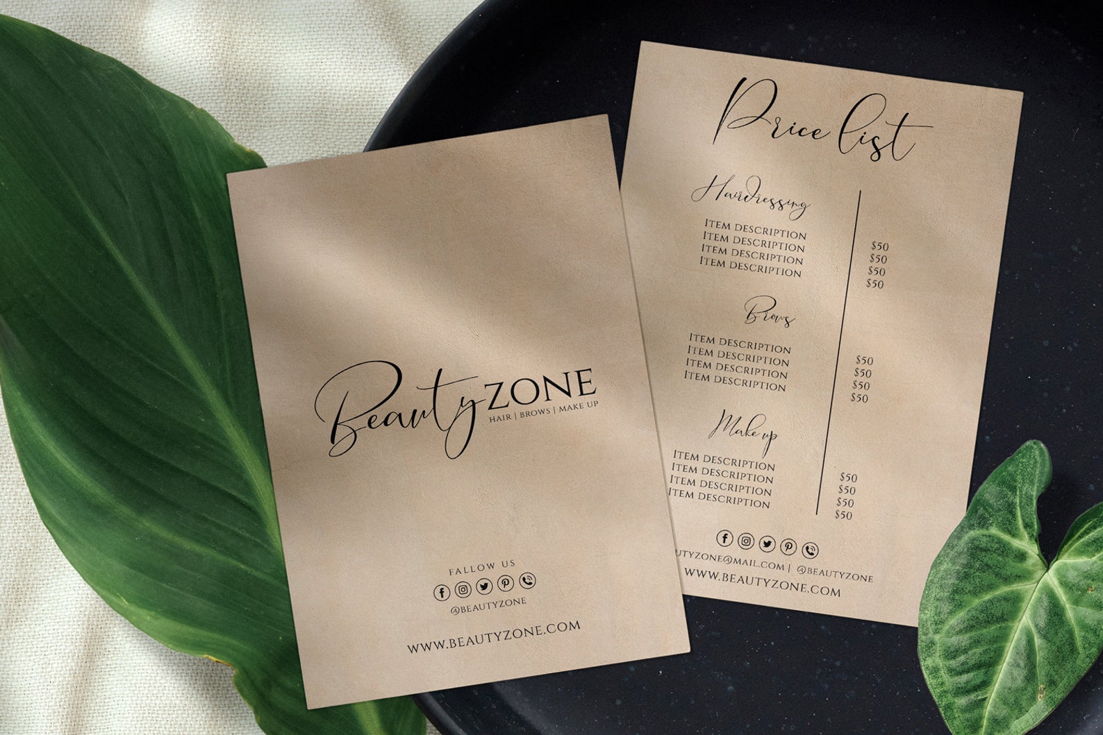 Editable Price List Template, Digital Price List, Salon Price List ...