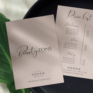 Editable Price List Template, Digital Price List, Salon Price List ...
