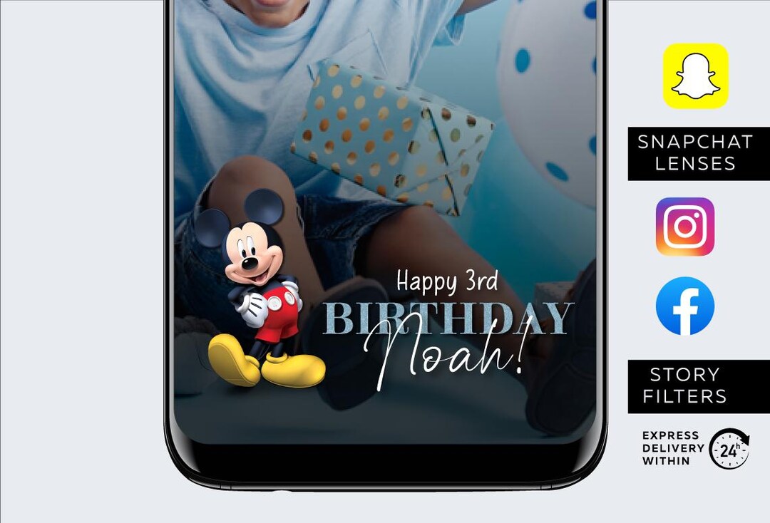 Kids Boys Blue Birthday Snapchat Instagram Facebook Filter, Mickey ...
