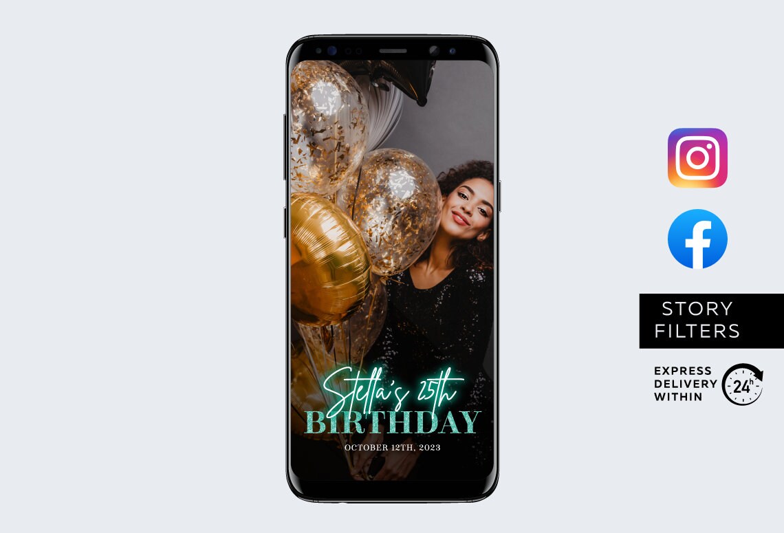 Neon Emerald Green Birthday Snapchat Lenses, Birthday Custom Design, Snapchat - Etsy