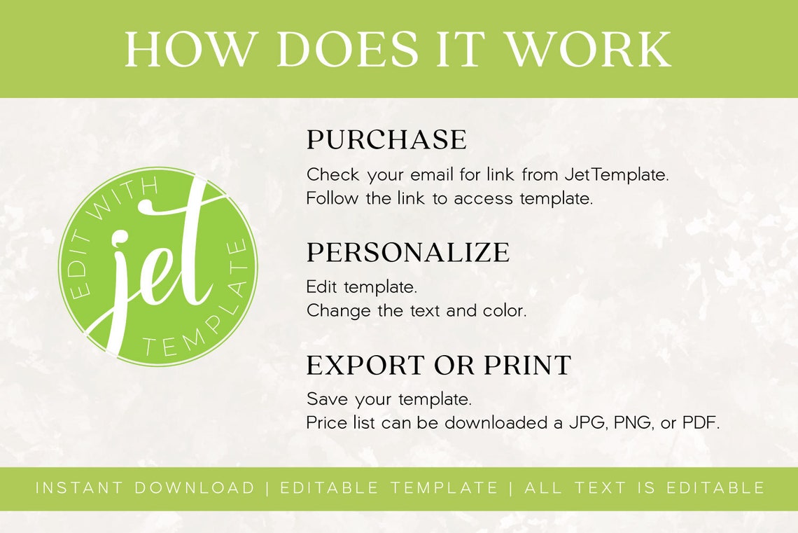 Editable Price List Template, Digital Price List, Salon Price List ...
